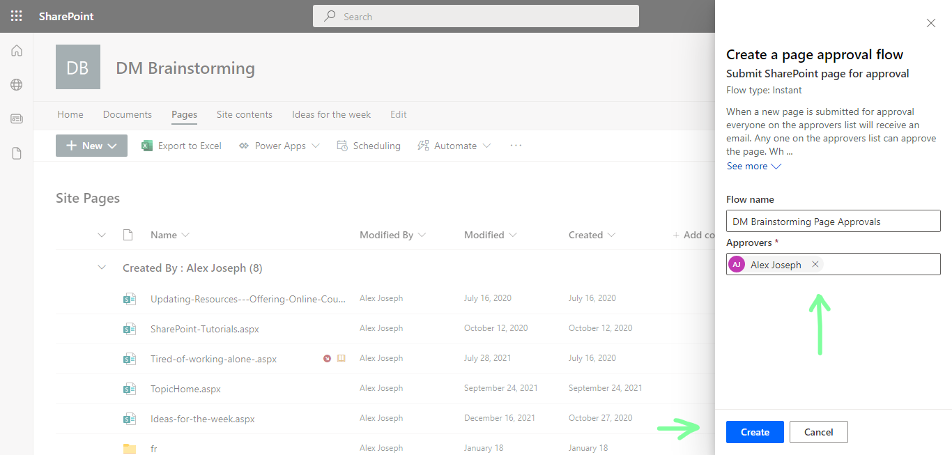 How to Configure a Page Approval Flow for a SharePoint Site